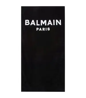 Balmain Cotton Logo Beach Towel - Black