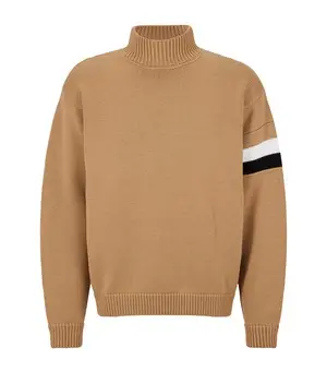 BOSS Wool Signature Stripe Mock Neck Sweater