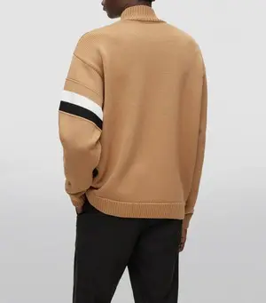 BOSS Wool Signature Stripe Mock Neck Sweater