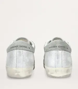 GOLDEN GOOSE Leather Super Star Sneakers With Metallic Star Appliqu