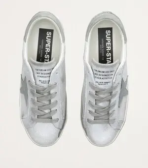 GOLDEN GOOSE Leather Super Star Sneakers With Metallic Star Appliqu