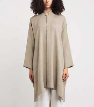 Eskandar Silk Floral Stand Collar Shirt - Grey