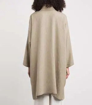 Eskandar Silk Floral Stand Collar Shirt - Grey
