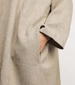 Eskandar Silk Floral Stand Collar Shirt - Grey