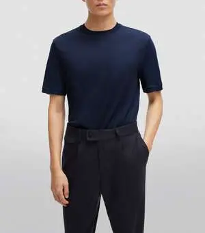 BOSS Cotton-silk T-shirt - Blue