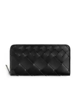 Bottega Veneta Intrecciato Zip-around Wallet - Grey