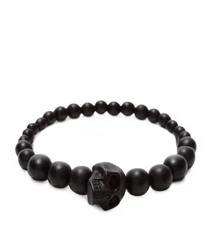 Alexander McQueen Beaded Skull Bracelet - Black