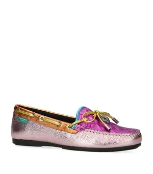Kurt Geiger Metallic Leather Eagle Moccasins