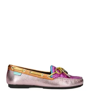 Kurt Geiger Metallic Leather Eagle Moccasins
