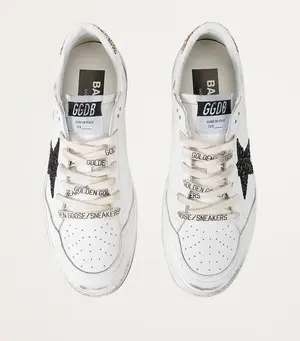 GOLDEN GOOSE Ball Star Leather & Glitter Trim Sneakers - White