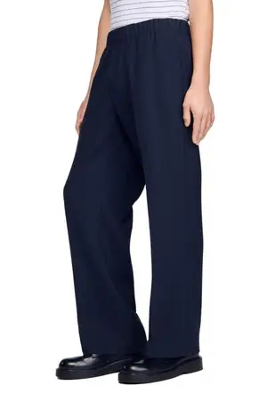 Sandro Wide-leg Trousers - Navy Blue