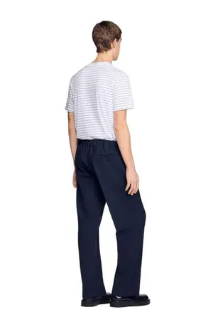 Sandro Wide-leg Trousers - Navy Blue