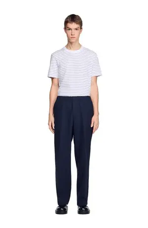Sandro Wide-leg Trousers - Navy Blue
