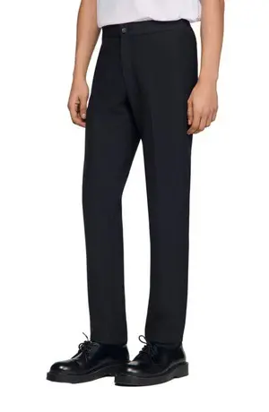 Sandro Straight-leg Technical Jersey Trousers - Black