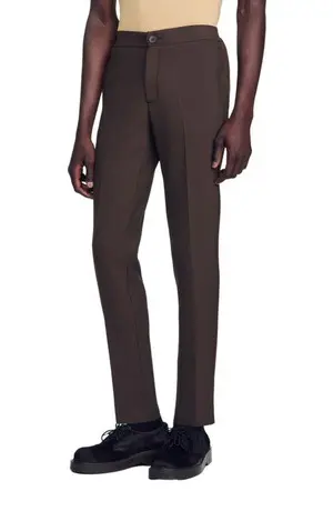 Sandro Straight-leg Jersey Trousers - Dark Taupe