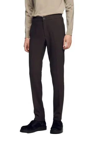 Sandro Straight-leg Jersey Trousers - Dark Taupe