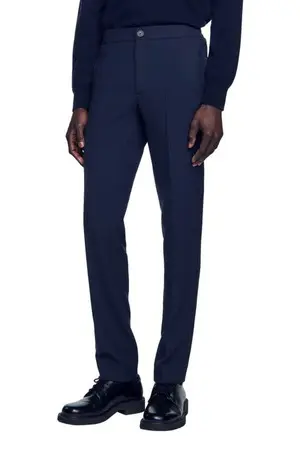 Sandro Straight-leg Technical Jersey Trousers - Navy Blue