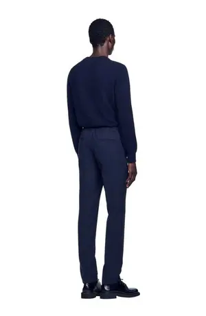Sandro Straight-leg Technical Jersey Trousers - Navy Blue