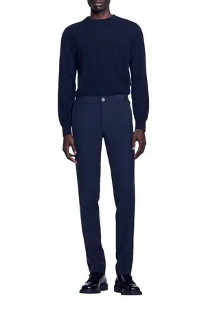 Sandro Straight-leg Technical Jersey Trousers - Navy Blue