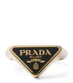 Prada Enamel Triangle Ring - Metallic