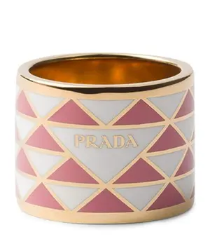 Prada Enamel Triangle Ring White