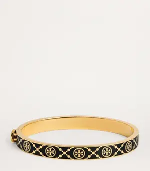 Tory Burch Double T Monogram Hinge Bangle - Gold