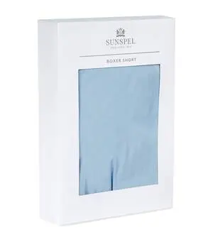 Sunspel Cotton Classic Boxer Shorts - Blue