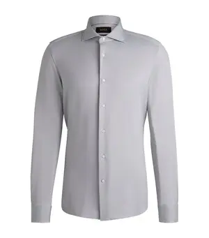 BOSS Stretch-cotton Slim Shirt Grey