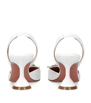 Amina Muaddi Leather Begum Slingback Pumps 70 - White