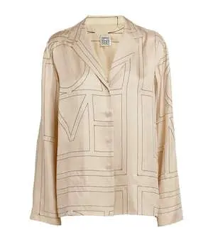TOTEME Silk Embroidered-monogram Shirt - Ivory