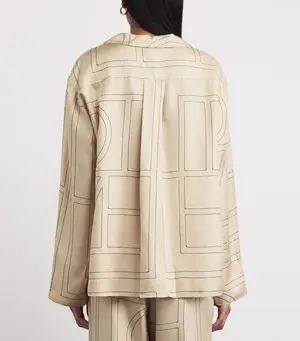 TOTEME Silk Embroidered-monogram Shirt - Ivory