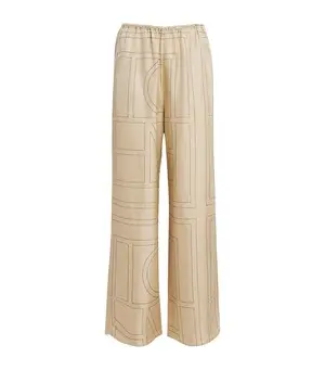 TOTEME Silk Monogram Trousers - Ivory