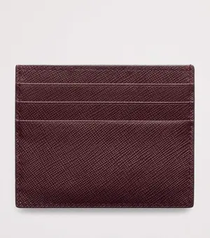 Prada Saffiano Leather Card Holder - Burgundy