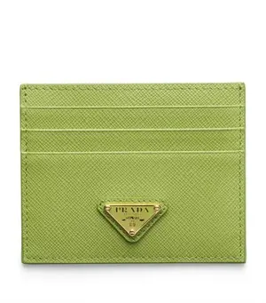 Prada Saffiano Leather Card Holder Green