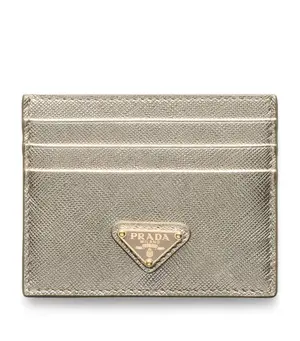 Prada Saffiano Leather Card Holder Metallic