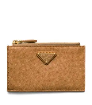 Prada Saffiano Leather Card Holder Neutral