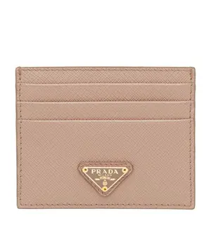 Prada Saffiano Leather Card Holder Nude