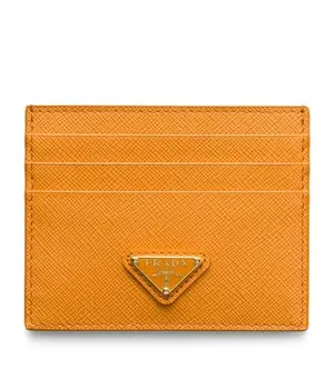 Prada Saffiano Leather Card Holder Orange