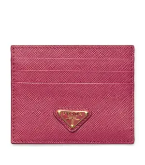 Prada Saffiano Leather Card Holder Pink