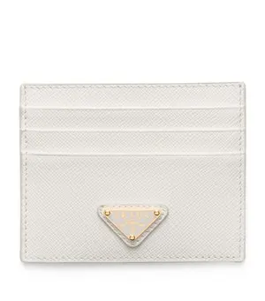 Prada Saffiano Leather Card Holder White