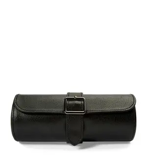 Wolf Vegan Leather Triple Watch Roll - Black
