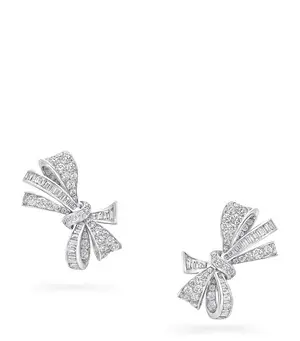Graff Gold And Diamond Tilda’s Bow Stud Earrings - White