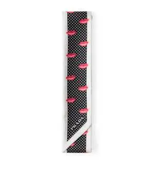 Prada Silk Printed Skinny Scarf - Black