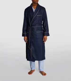 Derek Rose Cashmere-silk Piped Robe