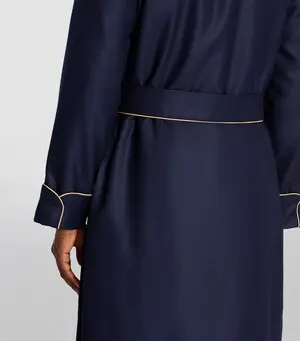 Derek Rose Cashmere-silk Piped Robe