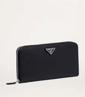 Prada Large Saffiano Leather Zipped Wallet - Black