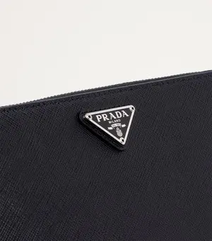 Prada Large Saffiano Leather Zipped Wallet - Black