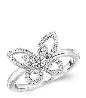 Graff Mini Butterfly Diamond And Gold Ring - White
