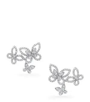 Graff Gold And Diamond Butterfly Earrings - White