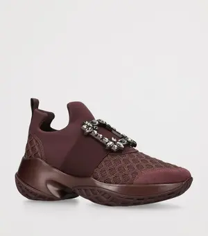 ROGER VIVIER Embellished Buckle Sneakers - Burgundy